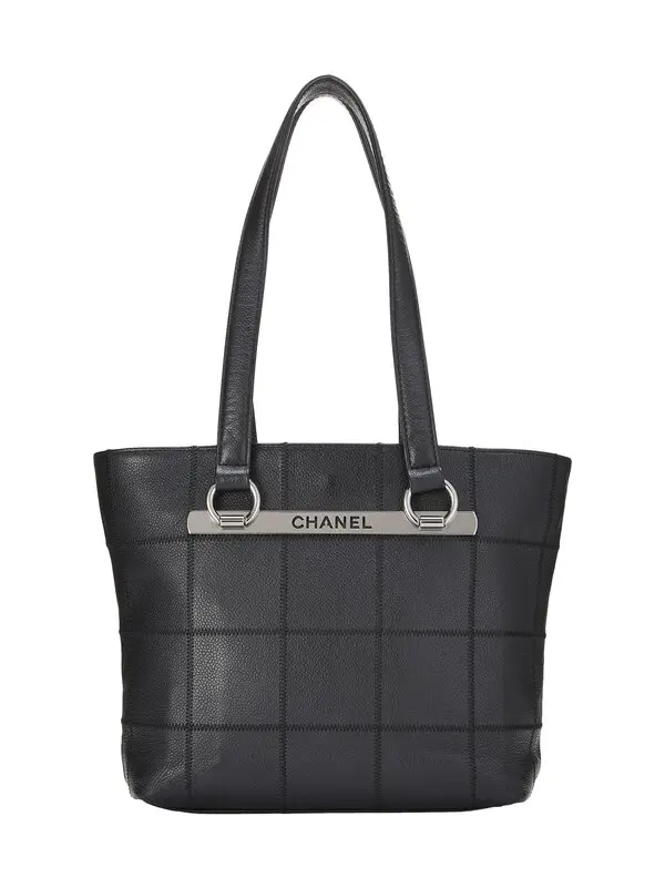 Chanel Quilted Caviar Chocolate Bar Tote - Black