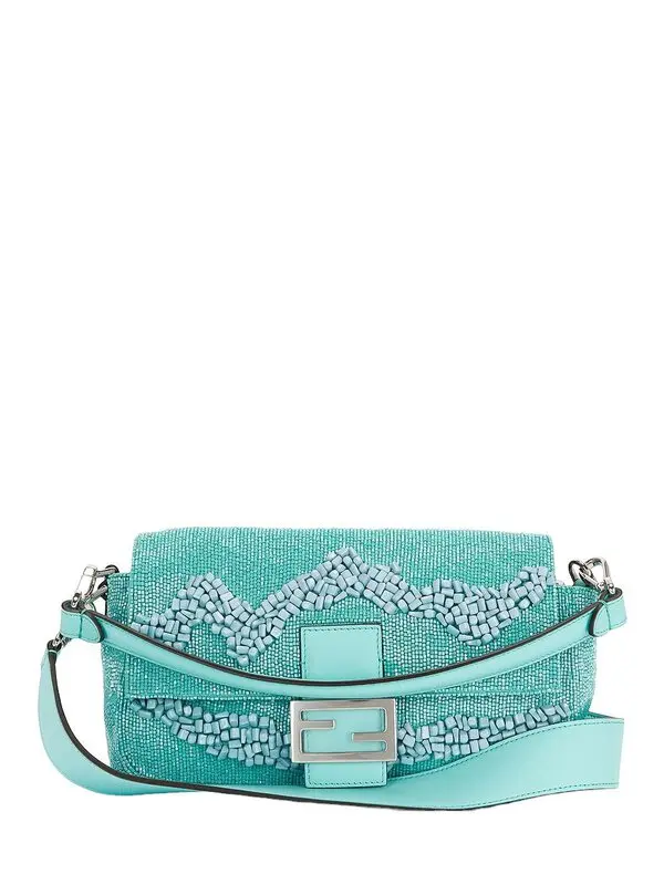 Fendi Beaded Baguette Shoulder Bag - Blue