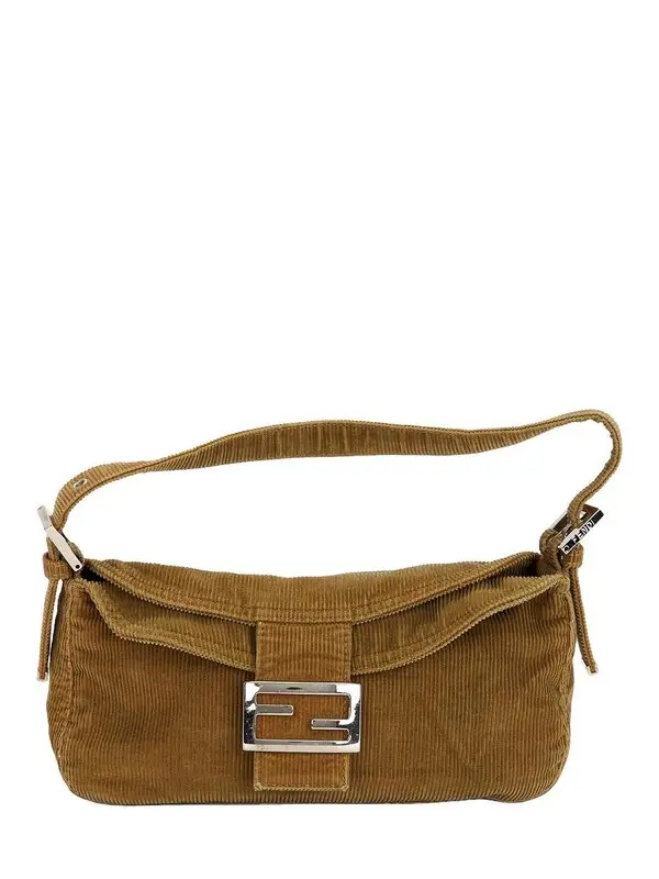 Fendi Corduroy Baguette Shoulder Bag - Tan