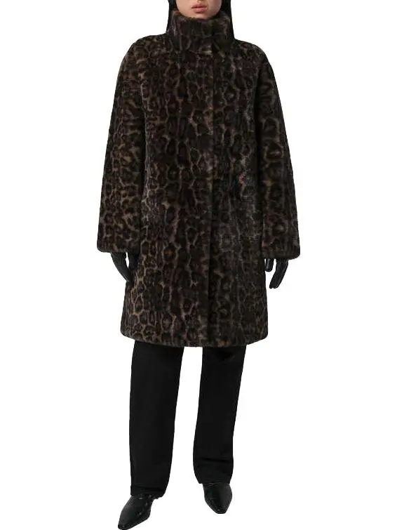 Apparis Blair Leopard Pluche™ Faux Fur Coat - Dark Leopard