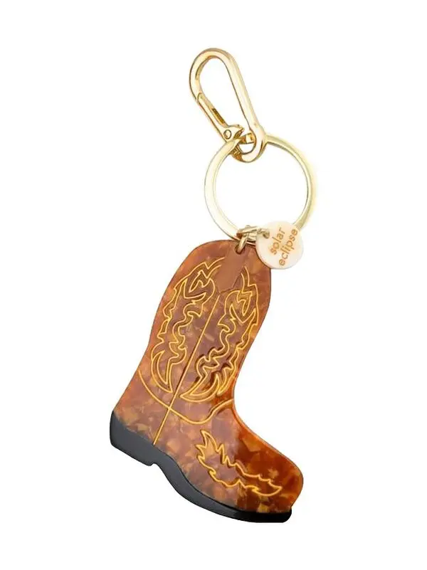 SOLAR ECLIPSE Hand-painted Cowboy Boot Bag Charm - Brown