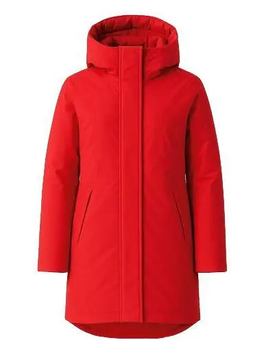 QUARTZ CO. Genia Hooded Down Winter Jacket - Fiery Red