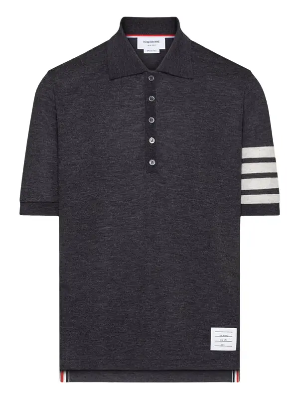 Thom Browne 4-bar Wool Jersey Polo - Grey