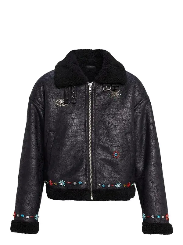 MOTHER The Strappy Brrly Embellished Jacket - Mercury In