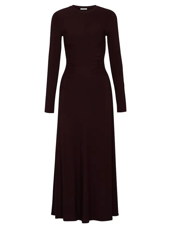 Vince Long-sleeve Ruched Dress - Dk Fig