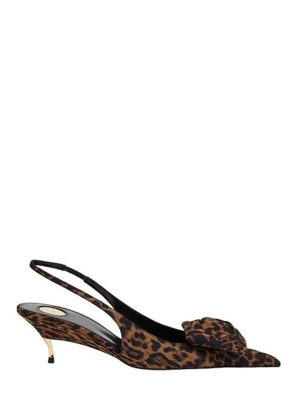 Saint Laurent Dakota Rose Leopard Satin Slingback Pumps - Leopard Print