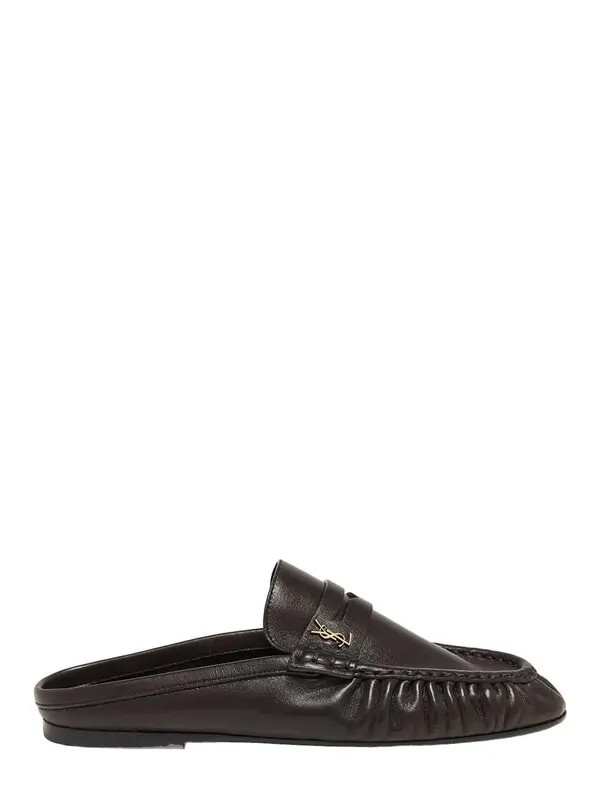 Saint Laurent Le Loafer Leather Mules - Chocolate