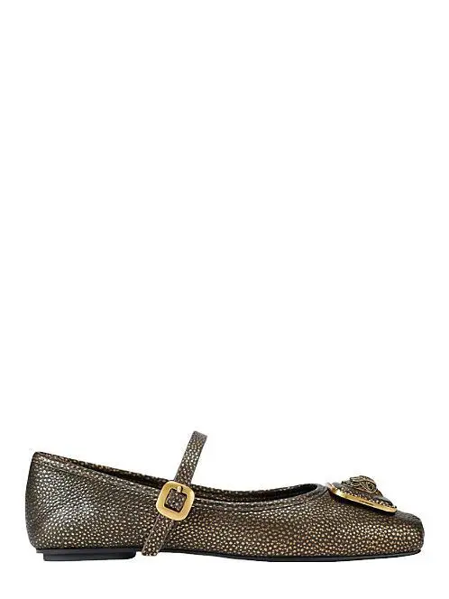 Kurt Geiger Pimplico Embellished Leather Ballet Flats - Bronze
