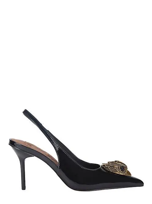 Kurt Geiger Belgravia Eagle Patent-leather Slingbacks - Black