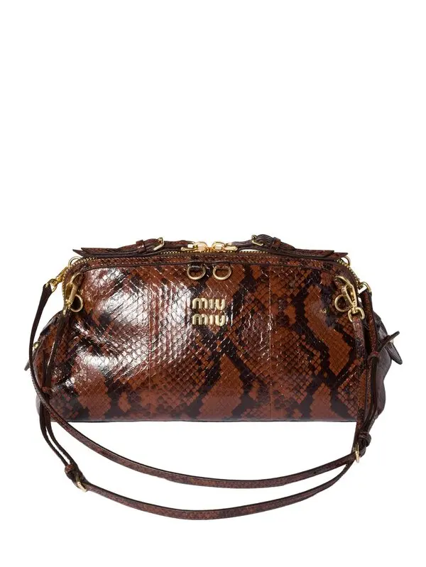Miu Miu Ayers Leather Clutch - Tobacco