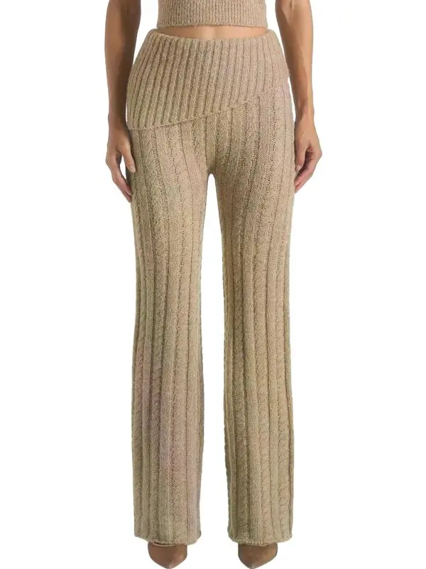 Manière De Voir Cable-knit Foldover Trousers - Neutrals