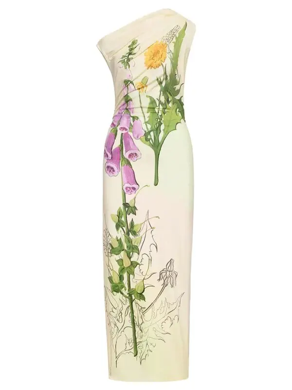 Oscar De La Renta Foxglove Sketch Jersey Dress - White