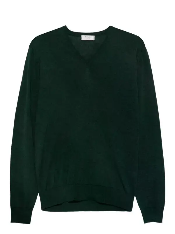 FERRANTE V-neck Long Sleeve Sweater - Green