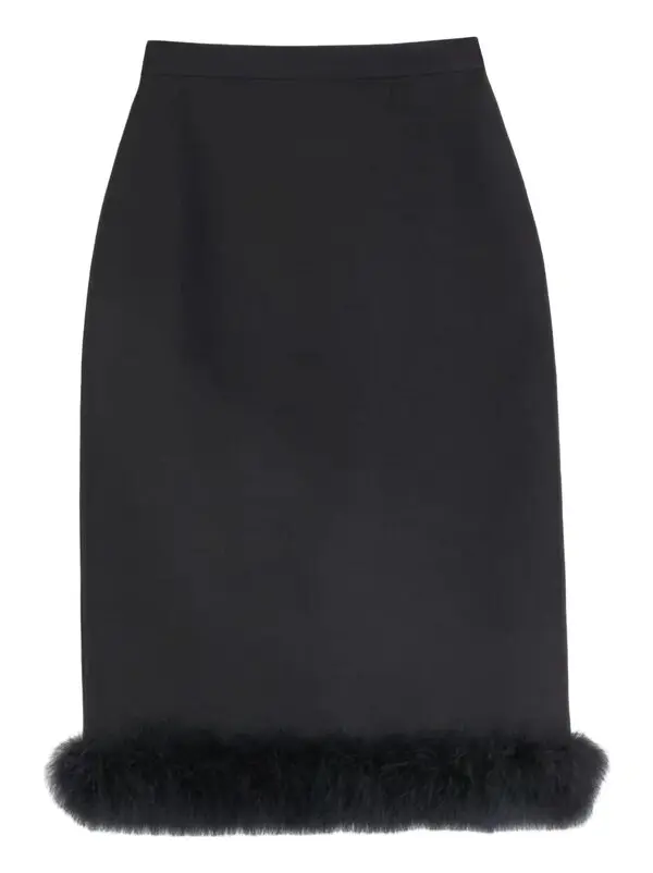 Valentino Garavani Crepe Couture Skirt With Feathers - Black