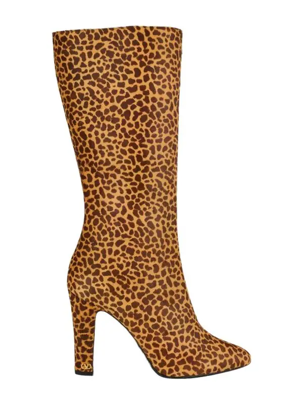 Valentino Garavani 100mm Hotty Animal Print Boots - Neutrals