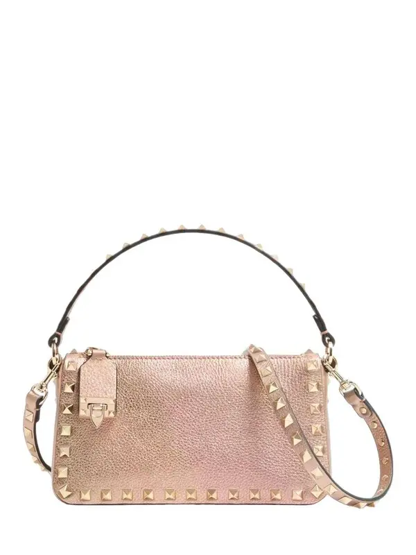 Valentino Garavani Rockstud Small Crossbody Bag In Laminated Grainy Calfskin Leather - Pink