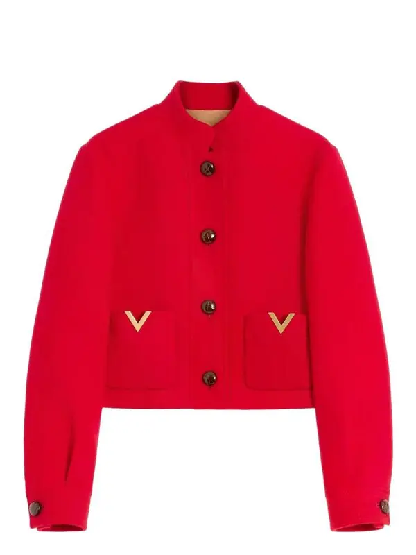 Valentino Garavani Drill Double Caban V-gold Jacket - Red
