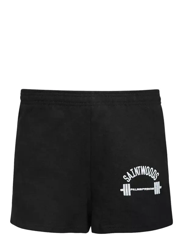 SAINTWOODS Logo-print Cotton Track Shorts - Black