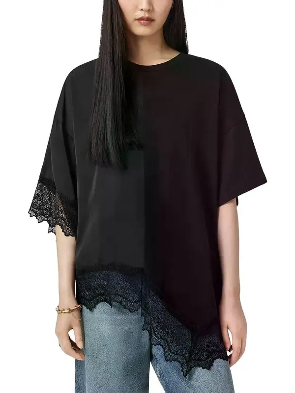 ALLSAINTS Lenny Short Sleeve Lace T-shirt - Black