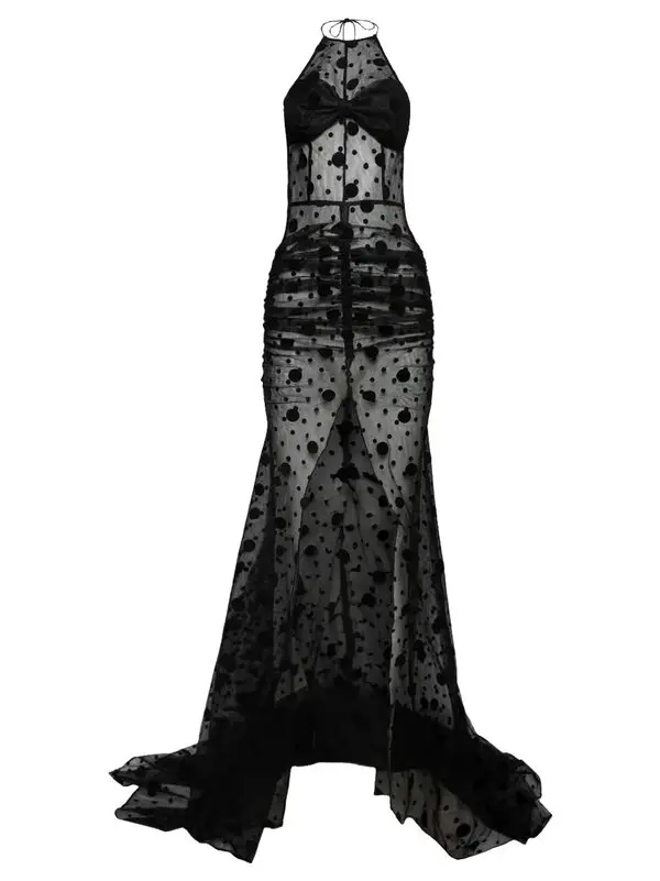 LAQUAN SMITH Halterneck Polka-dot Gown - Black