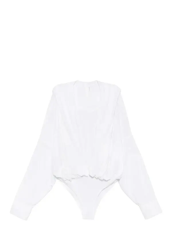 Norma Kamali Draped-sleeve Bodysuit - White