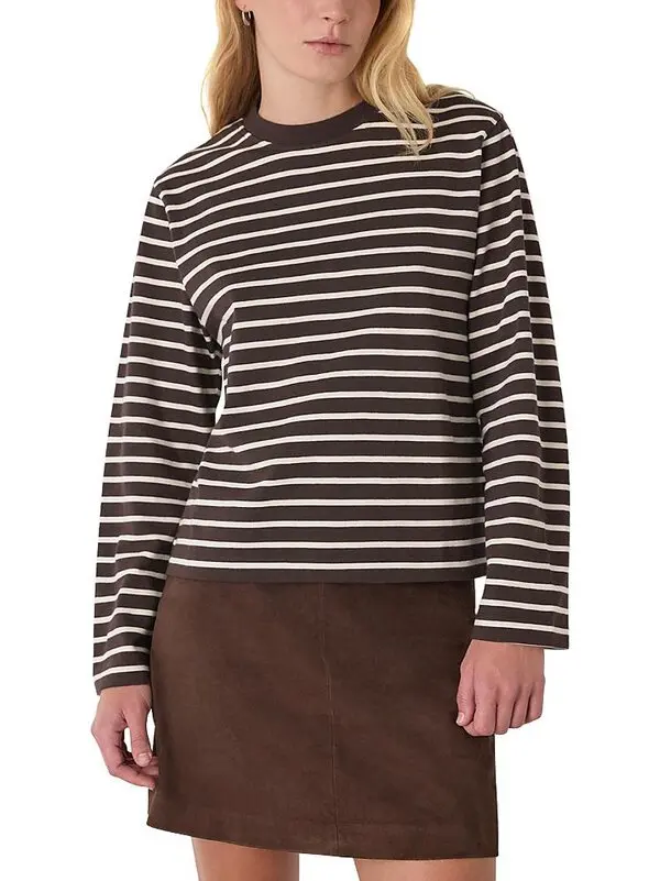 Whistles Striped Round Neck Sweater - Brown/multi