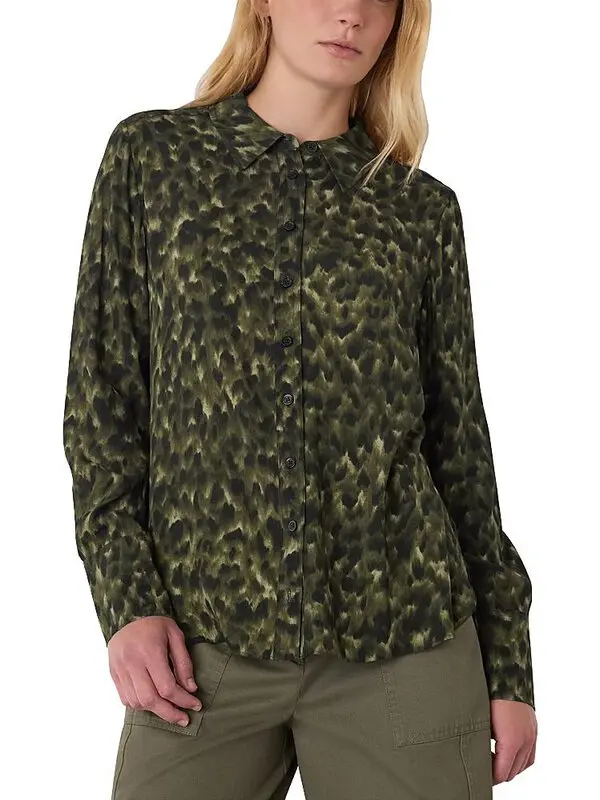 Whistles Animal Print Collared Shirt - Green/multi