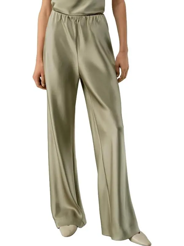 Lilysilk Straight-leg 32mm Silk Satin Pants - Artichoke
