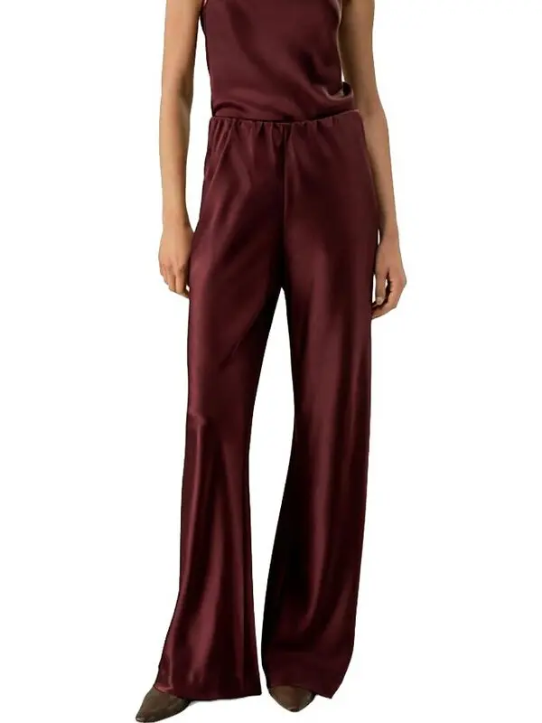 Lilysilk Straight-leg 32mm Silk Satin Pants - Pinot Noir