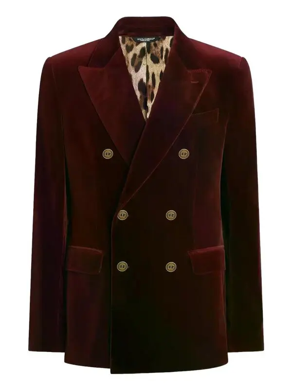 Dolce & Gabbana Sicilia Velvet Double-breasted Blazer - Red
