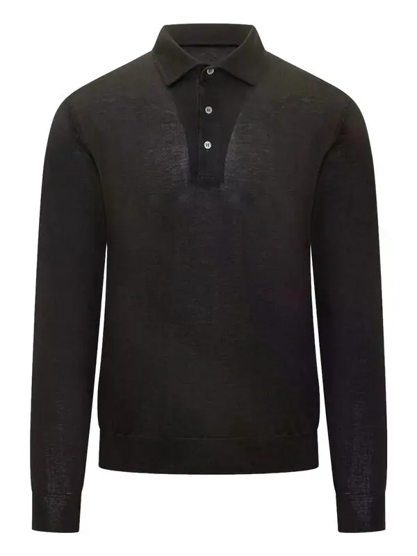 FILIPPO DE LAURENTIIS Long-sleeve Polo Shirt - Black