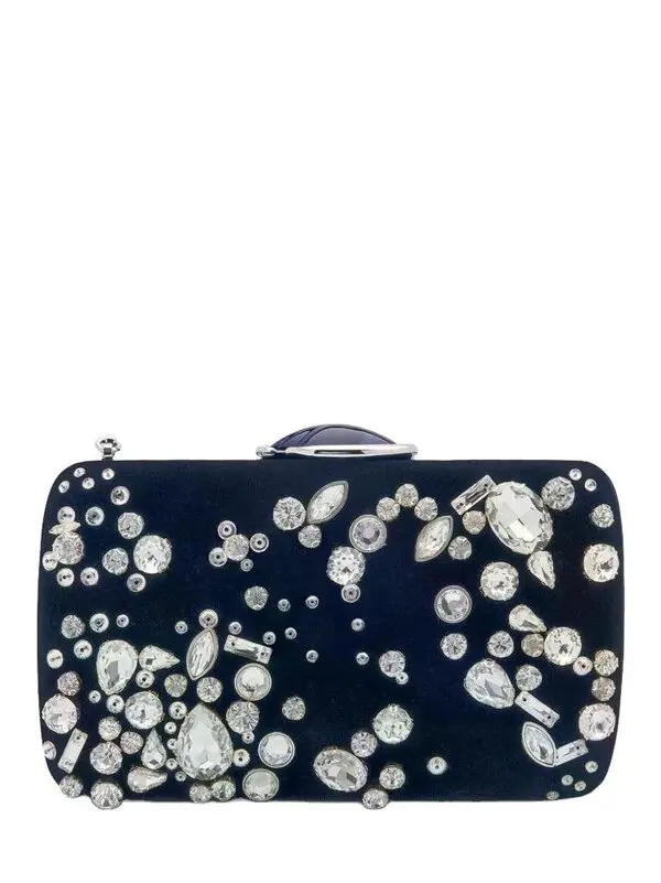 Oscar De La Renta Crystal-embellished Velvet Clutch - Blue