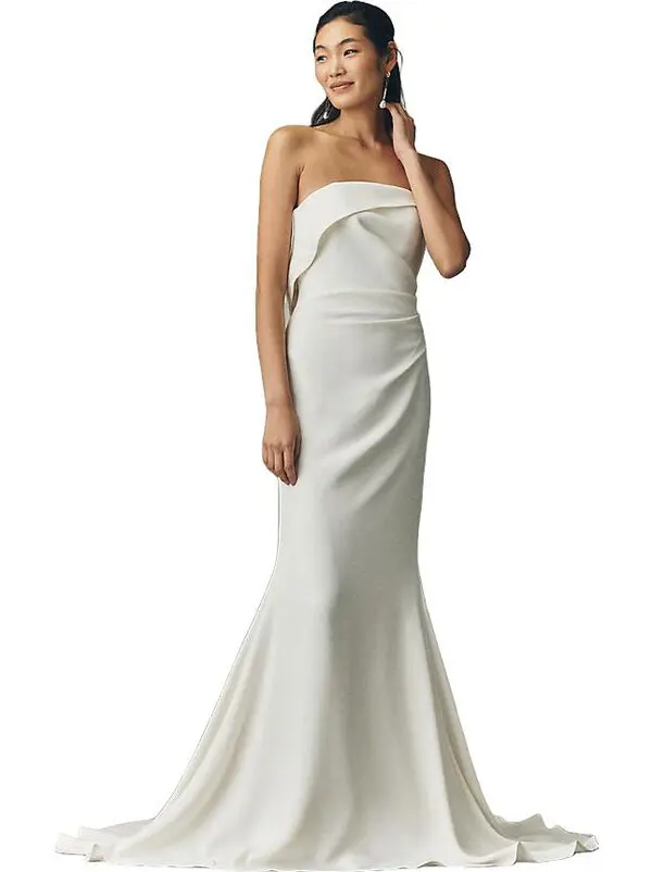 BESA Claude Foldover Strapless Column Gown - Ivory