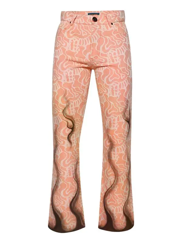 CASELLA MEYER Flames Jacquard Bootcut Trousers - Orange