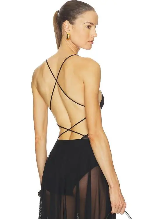 Norma Kamali Low Back Fara Slip Bodysuit - Black