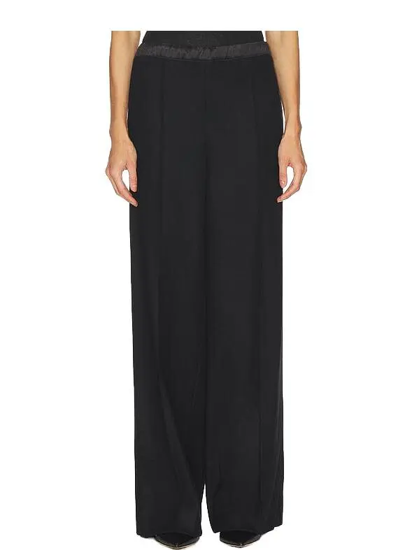 Vince Mid-rise Satin Combo Pull-on Pant - Black