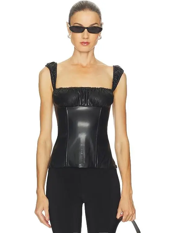 WeWoreWhat Wide Strap Ruched Cup Corset - Black