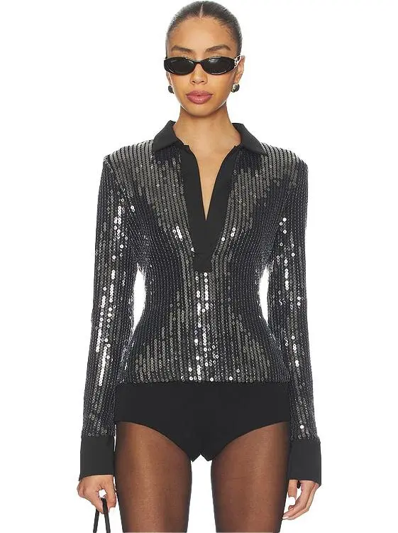 Superdown Geraldine Sequin Top - Black