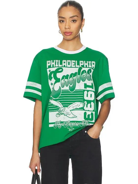 THE WILD COLLECTIVE Eagles Drop Shoulder Vintage Tee - Kelley Green