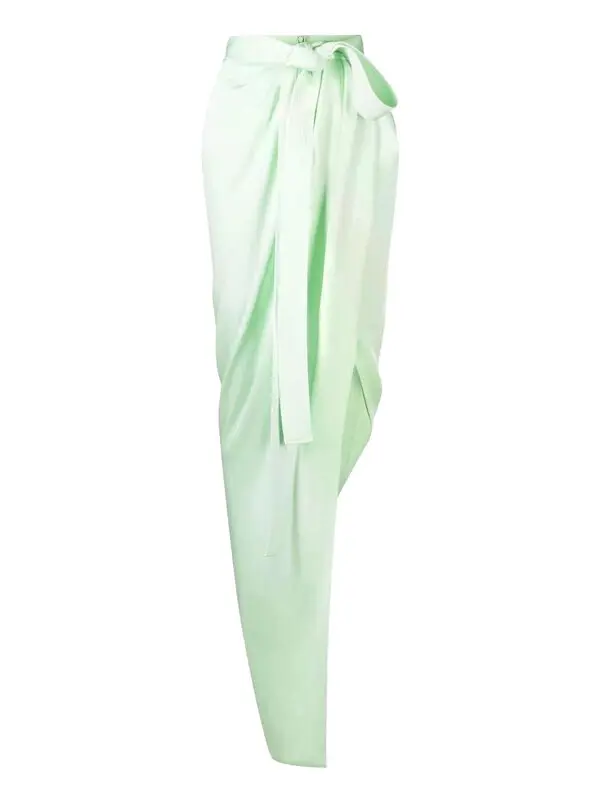 Alex Perry Satin-finish Asymmetric Long Skirt - Green