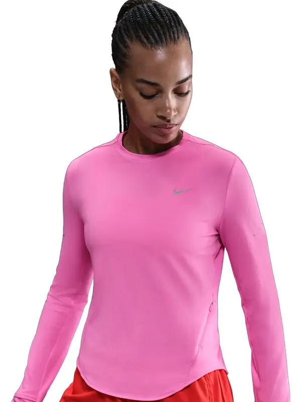 Nike Swift Dri-fit Uv Long-sleeve Crew-neck Running Top - Pink