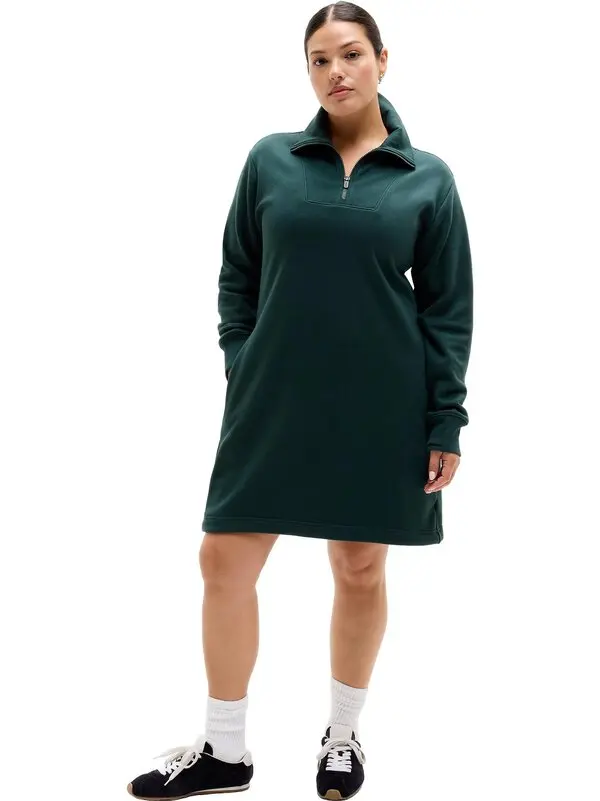 Athleta Cozy Karma 1/2 Zip Mini Dress - Pine