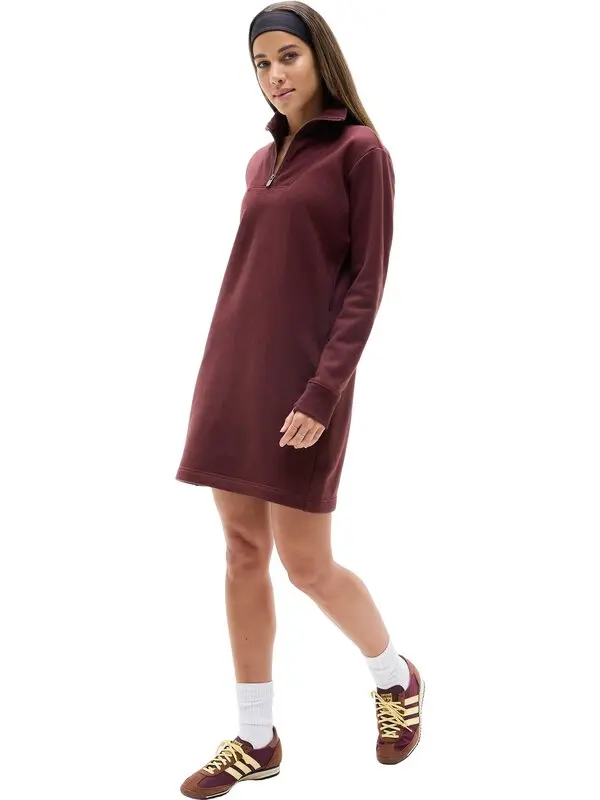 Athleta Cozy Karma 1/2 Zip Dress - Garnet
