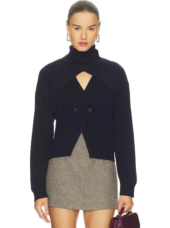 Naadam Cashmino Vest Set With Reversible Bolero - Navy