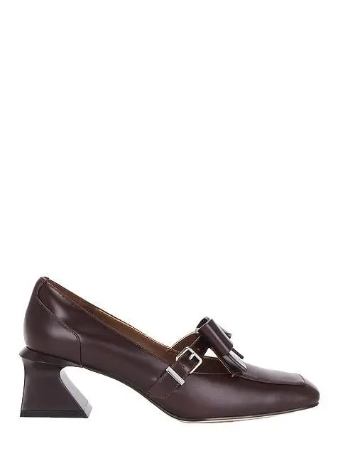 SHUSHU/TONG Square-toe Mid-heel Pumps With Bow Detailing - Brown