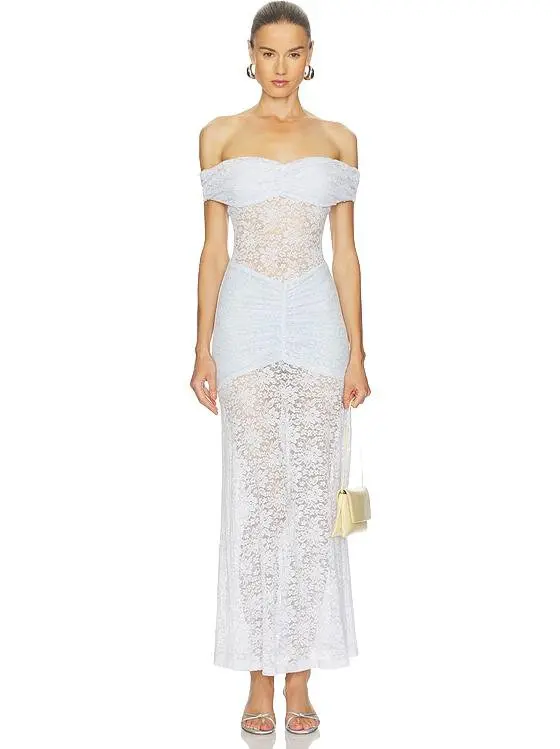 RUNAWAY THE LABEL Vaneya Lace Maxi Dress - Blue