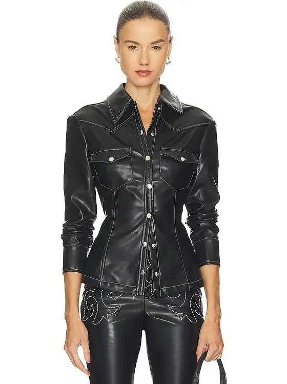 WeWoreWhat Western Button-up Top - Black