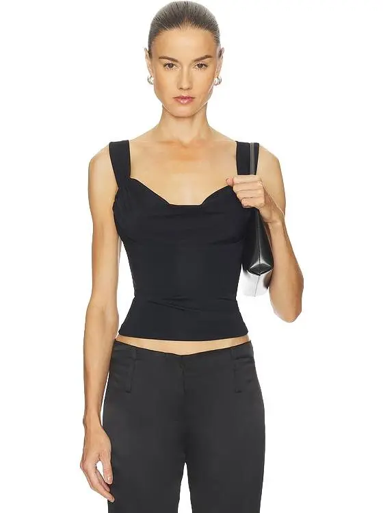 MORE TO COME Drape Top - Black