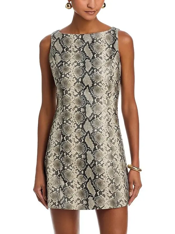 Line & Dot Faux Leather Mini Dress - Python