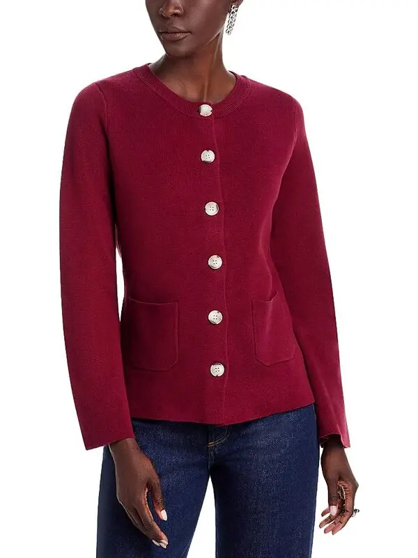 SINGLE THREAD Cotton Flare Sleeve Cardigan - Cabernet